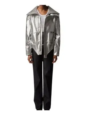 Coperni Long Sleeve Jacket With Detachable Logo Detail - Silver