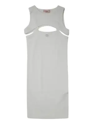 Liu Jo Sleeveless Cut-out Ribbed Knit Dress - White