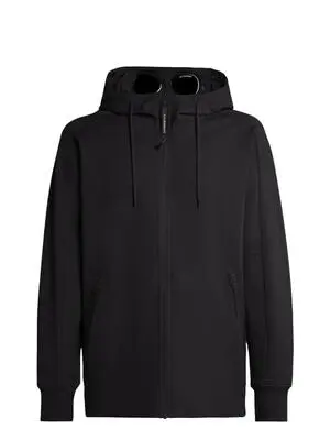 C.P. COMPANY C.P. Company Logo-Printed Drawstring Zip-Up Hoodie