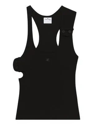 COURREGES Ribbed Cut-out Detailed Tank Top - Black