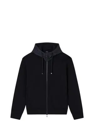 Armani Exchange Quilted Hooded Full Zip Hoodie - Black