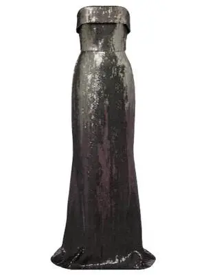 Elie Saab Sequined Strapless Gown - Black