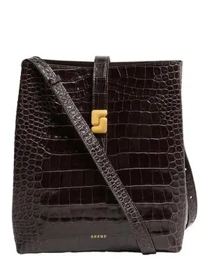 Soeur Bello Croc Effect Shoulder Bag - Black