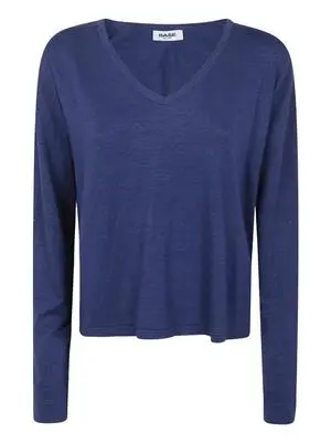 BASERANGE V-neck Long Sleeve Knitwear - Blue