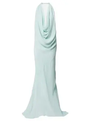 MUGLER Draped Sheer Silk Gown - Green