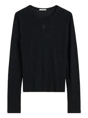 BY MALENE BIRGER Fritha Long-sleeved T-shirt With Embroidered Logo - Black