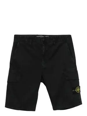 Stone Island Belt Loops Patch Pocket Shorts - Black