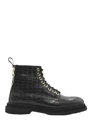 GIULIANO GALIANO Giuliano Galiano Black Leather Lace-Up Combat Boots