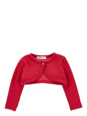 Monnalisa Cropped Cardigan With Button Detail - Rosso