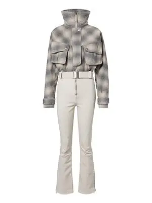 Cordova Plaid Ski Suit With Belted Waist And Drawstring Ankles - Gray