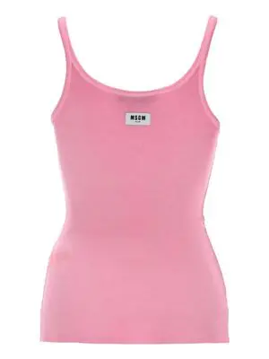 MSGM Ribbed Logo Tank Top - Pink