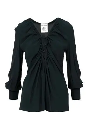 SEMICOUTURE Pleated Detail Blouse - Black