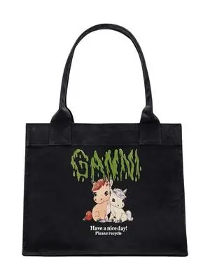 GANNI Graphic Print Tote Bag - Black