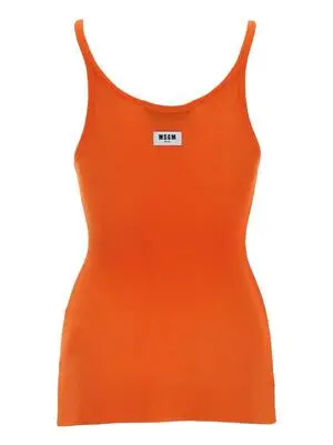MSGM Ribbed Logo Tank Top - Orange