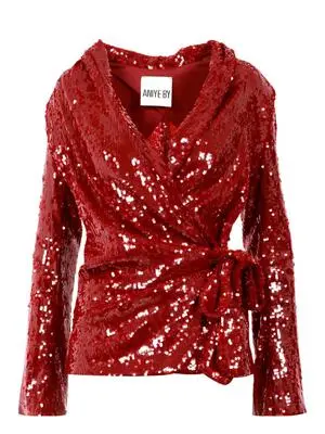 ANIYE BY Sequined Tie-detailed Long Sleeve Jacket - Red