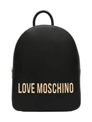 Moschino Logo Lettering Zipped Backpack - Black