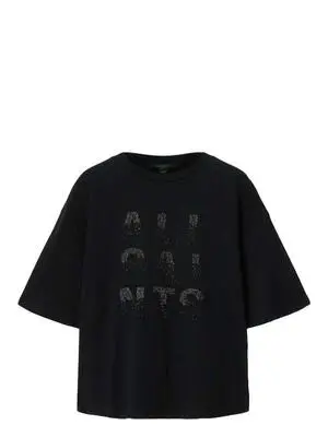 ALLSAINTS Amelie Oversized Embellished T-shirt - Black