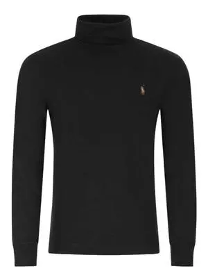Polo Ralph Lauren Logo Embroidered Turtleneck Jumper - Black