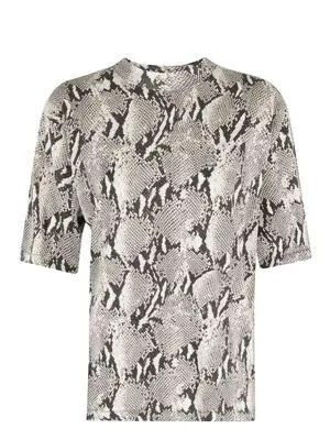 ANINE BING Anine Bing Washed Python Print Relaxed Fit T-Shirt White