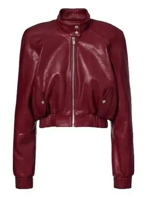 Magda Butrym Cropped Leather Jacket - Red