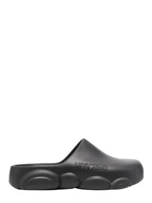 Moschino Embossed Slip-on Mules - Black