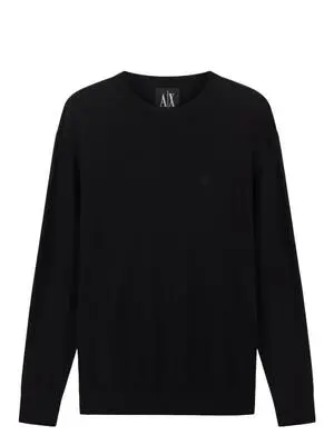 Armani Exchange Logo Embroidered Crewneck Sweater - Black
