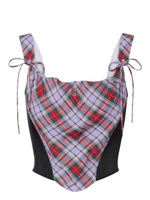 VIVIENNE WESTWOOD Puppy Tartan Linen And Mesh Bustier Top - Multicoloured