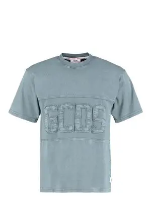Gcds Appliqué-logo Crewneck T-shirt - Blue