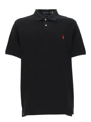 Polo Ralph Lauren Logo Embroidered Short-sleeved Polo Shirt - Black