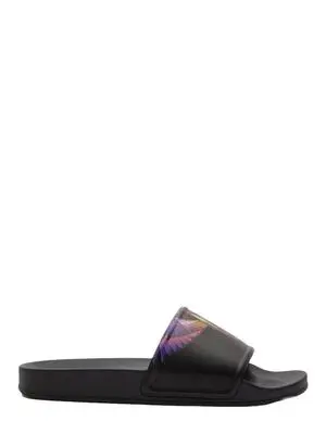 MARCELO BURLON COUNTY OF MILAN Wings Printed Slip-on Slides - Black