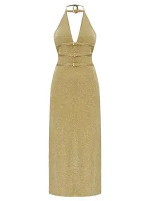 Cult Gaia Halterneck Buckled Dress - Nude