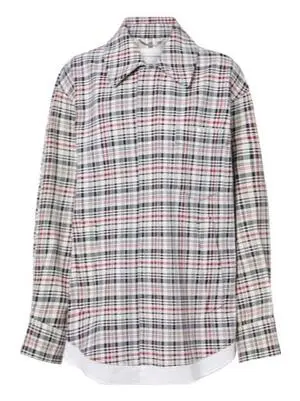 Victoria Beckham Checked Cotton And Wool Oversized Jacket - Gray