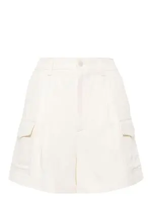 Woolrich Linen Blend High-waisted Pleated Cargo Shorts - White