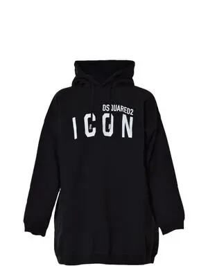 Dsquared2 Logo Printed Drawstring Hoodie - Black