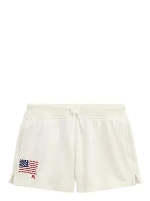 Ralph Lauren Flag Appliqué Ribbed Shorts - White