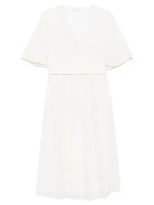 FABIANA FILIPPI Fabiana Filippi V-Neck Puff Sleeve Dress With Bow Detail