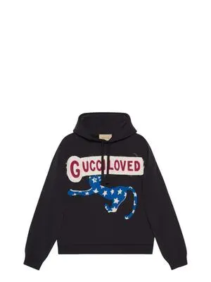 Gucci Embroidered Logo Hoodie - Black