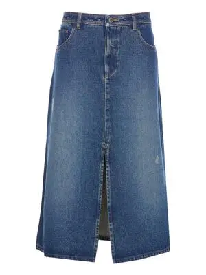 A.p.c. Mid-length Denim Skirt With Slit Detail - Blue
