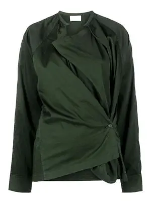 LEMAIRE Lemaire Band Collar Asymmetric Shirt Green
