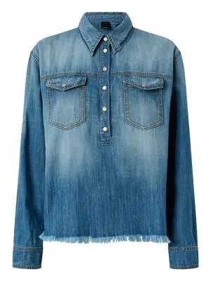 Pinko Floral Printed Denim Shirt - Blue