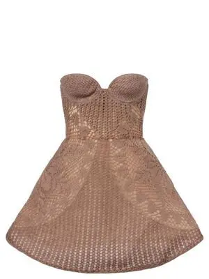 Magda Butrym Crochet Corset Dress - Brown