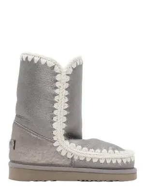 Mou Eskimo Metallic Whipstitch Trim Boots - Gray