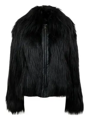 ANIYE BY Long-sleeved Faux Fur Bomber Jacket - Black