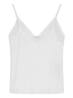 Marella Silk-blend Slip Top With Lace Trim - White