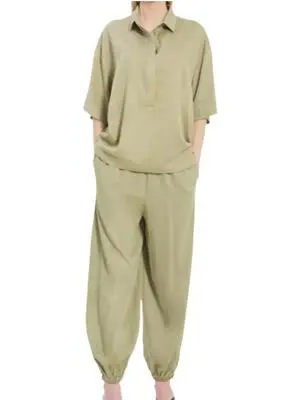 THE FRANKIE SHOP Eda Fluid Polo Shirt - Sage