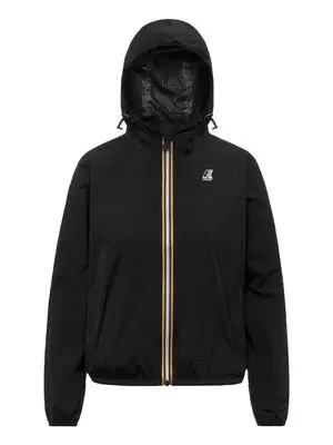 K-WAY K-Way Zip-Up Hooded Jacket Black Solid