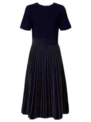 Carolina Herrera Beaded Knitted Pleated Midi Dress - Black