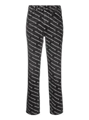 ALEXANDER WANG Alexander Wang Mid-Rise Logo-Print Flared Trousers