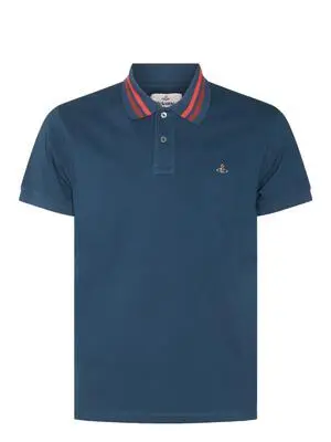 VIVIENNE WESTWOOD Orb Embroidered Short-sleeved Polo Shirt - Blue