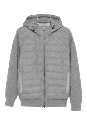 PAUL  SHARK Paul & Shark Hooded Knit Sweater With Quilted Front - Grey